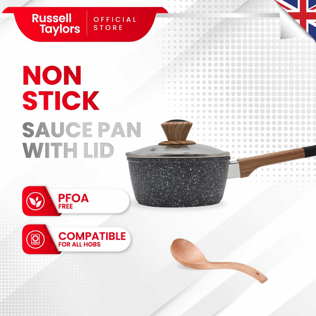 Russell Taylors Non-Stick Marble Coated Sauce Pan with Lid - cooking ...