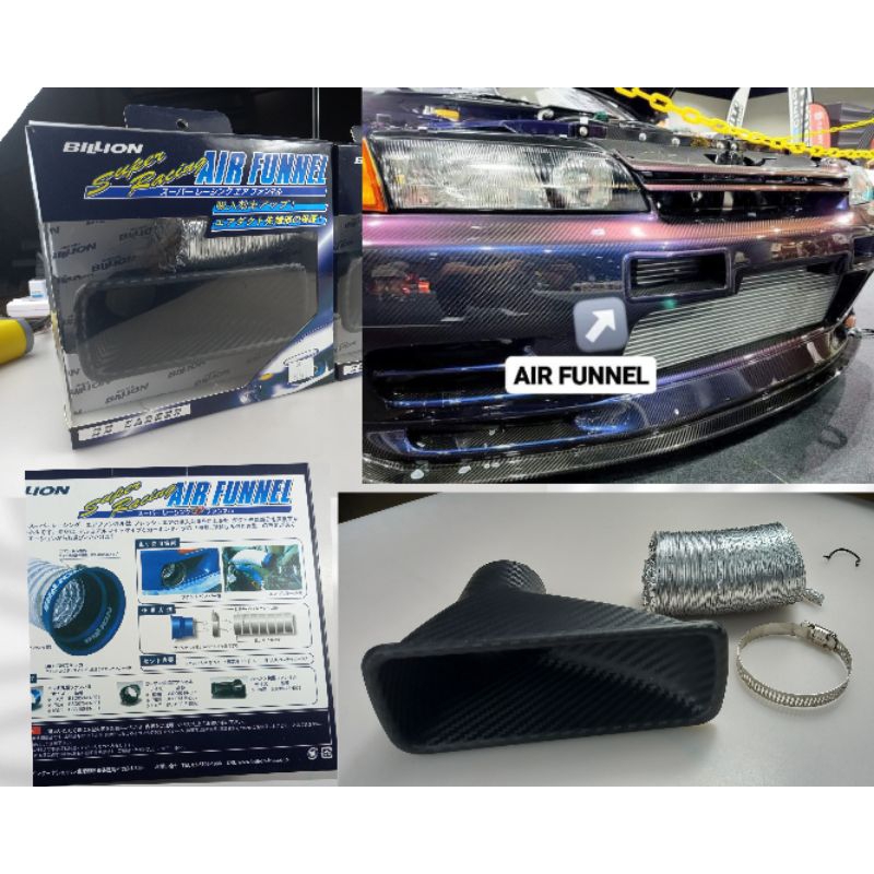 Air Funnel/Air Intake Vent Car Front Bumper Grille Inlet Pipe Kit ...