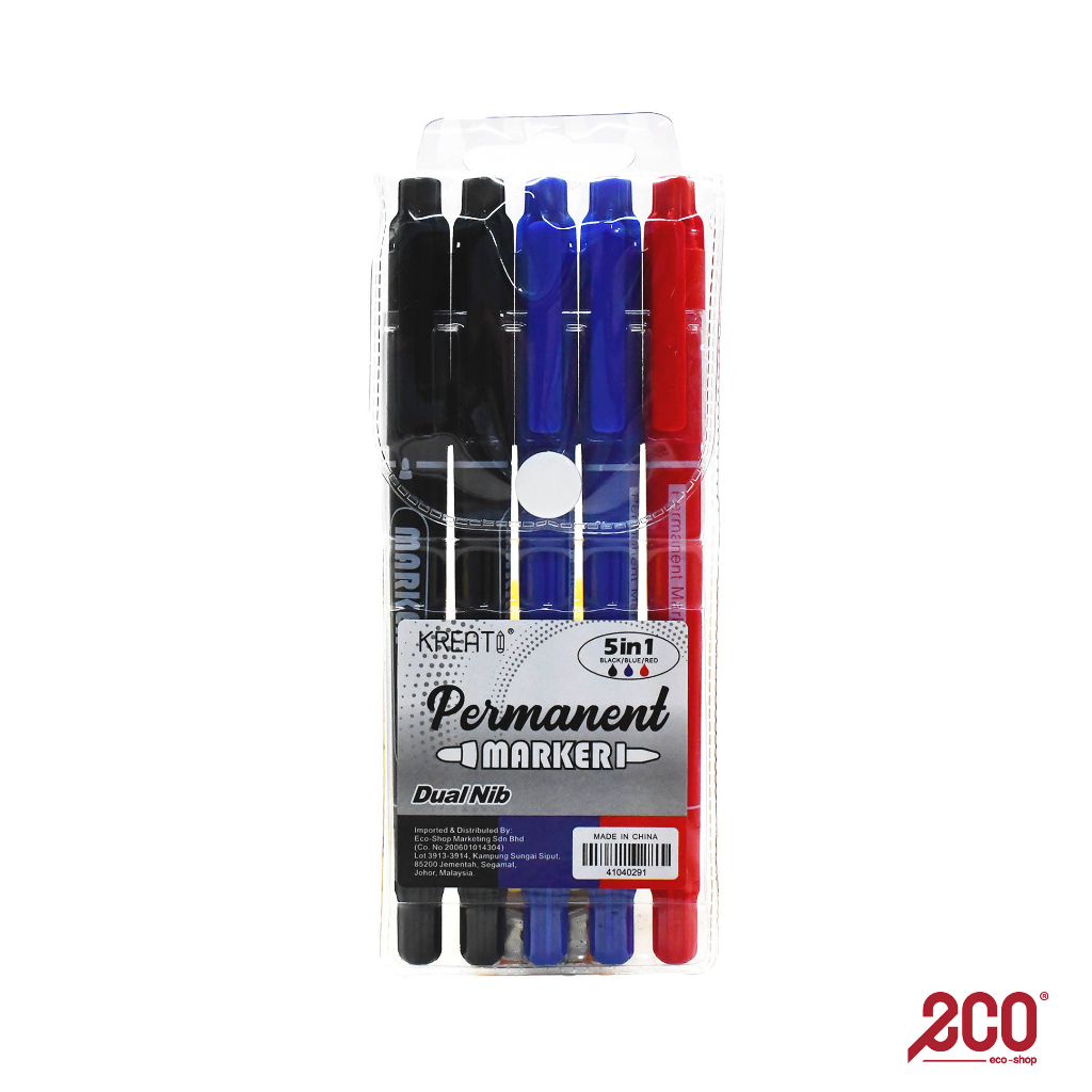 Kreati Multi-Colour Dual Tip Permanent Marker Pen (5pcs/pack) - AE-L010 ...