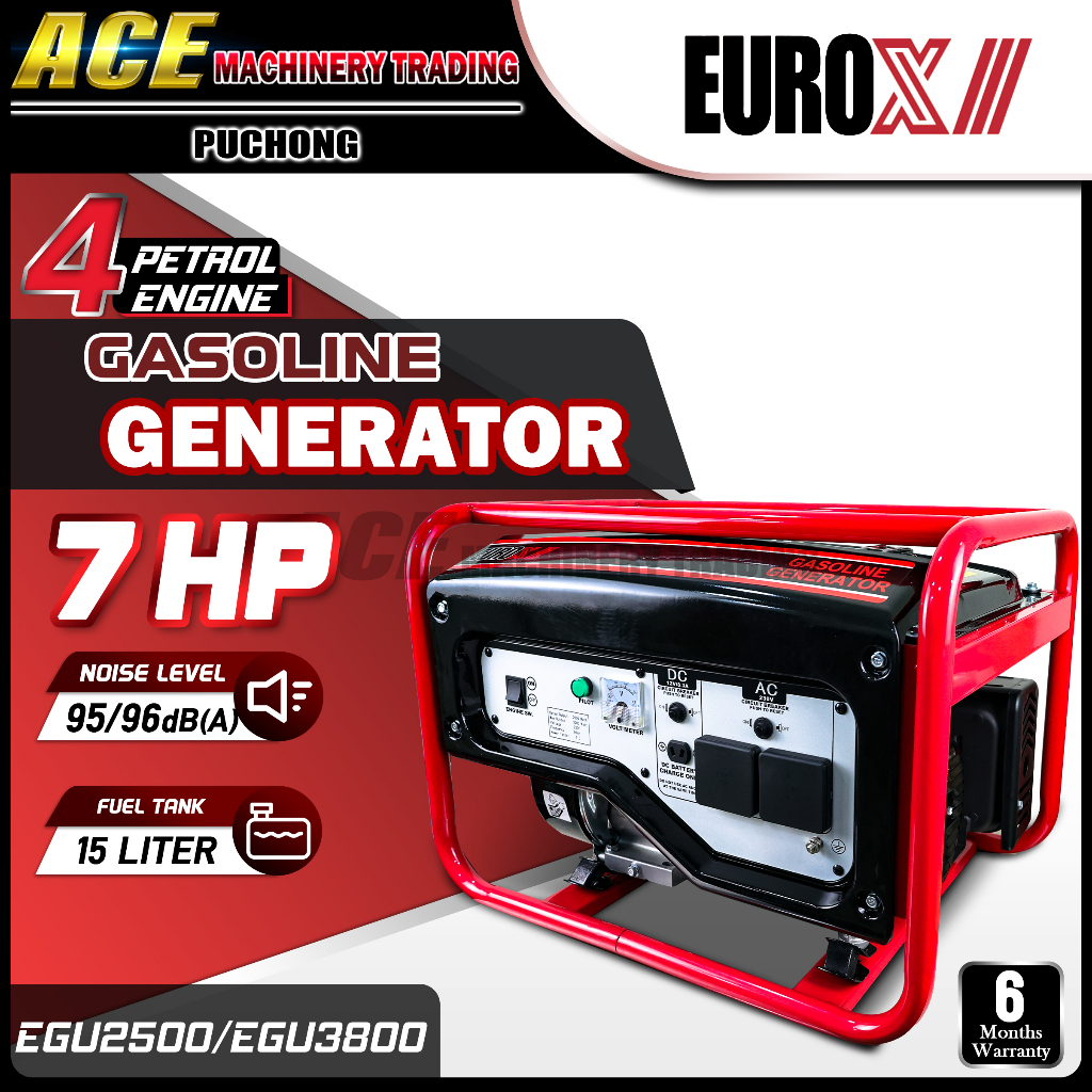 [ EUROX ] 2.2/3.0KW 7HP EGU2500/EGU3800 Gasoline Generator Petrol Genset 4-Stroke | Shopee Malaysia