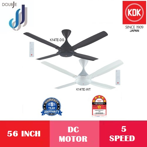 KDK 56" DC 4 Series K14TE-DG/K14TE-WT Remote Control Ceiling Fan ...