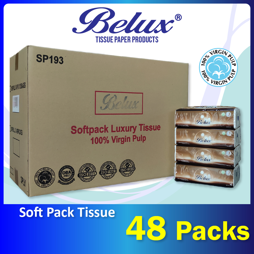 Belux Luxury Soft Pack Tissue Paper 130 Pulls x 48 Packs / Carton | 3 ...