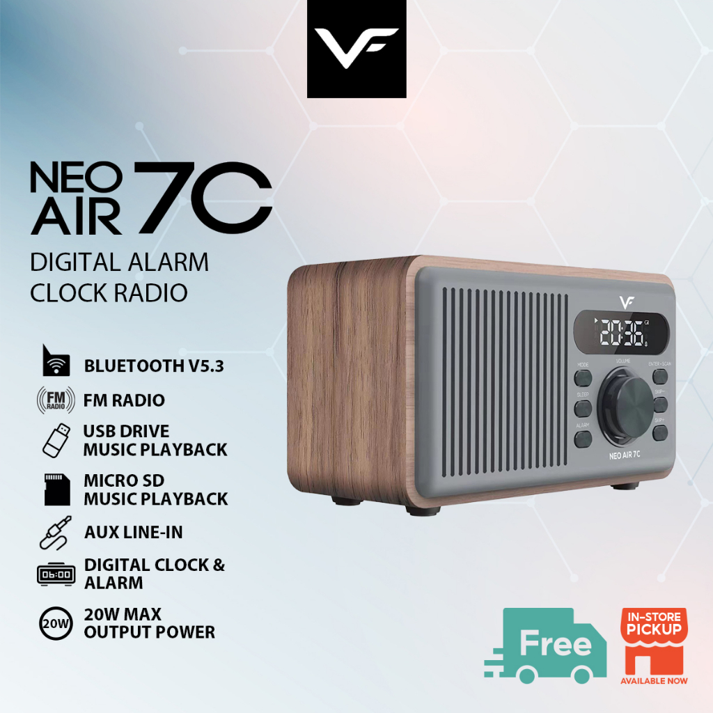 Vinnfier VF Neo Air 7C Digital Alarm Clock Portable Bluetooth Speaker ...