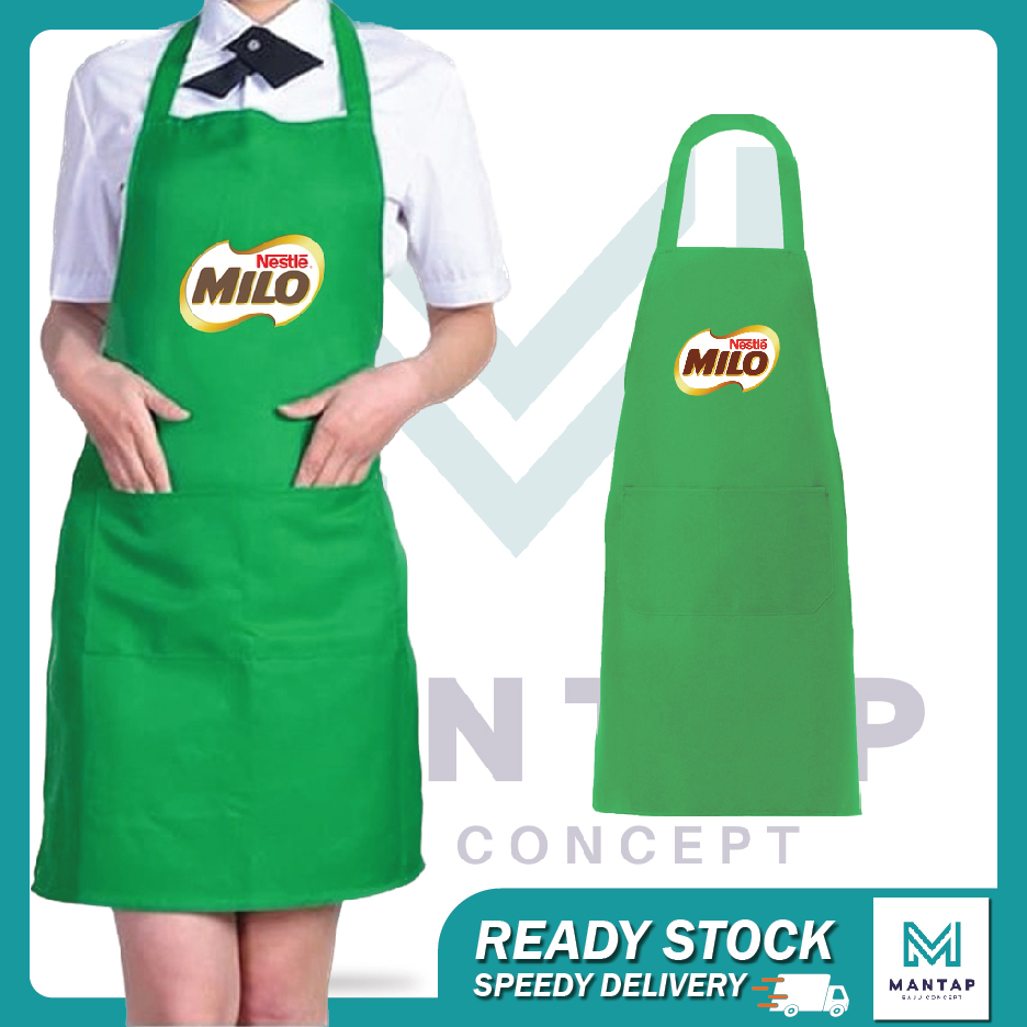 Apron Untuk Peniaga Air MILO minuman drink / Apron Printing | Cetak ...