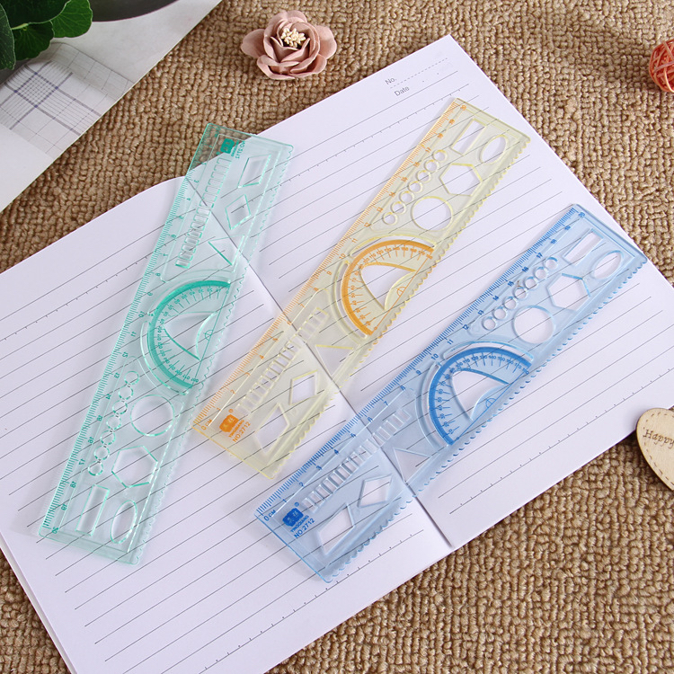 20cm Transparent Multifunctional Geometric Ruler with Wavy Lines ...