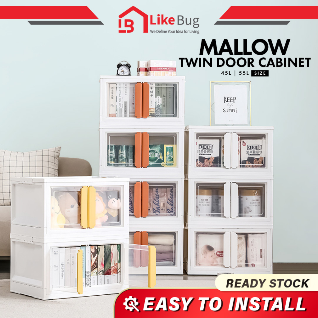 ⚡️LIKE BUG⚡️Mallow Twin Door Foldable Cabinet Storage Box Front Open ...