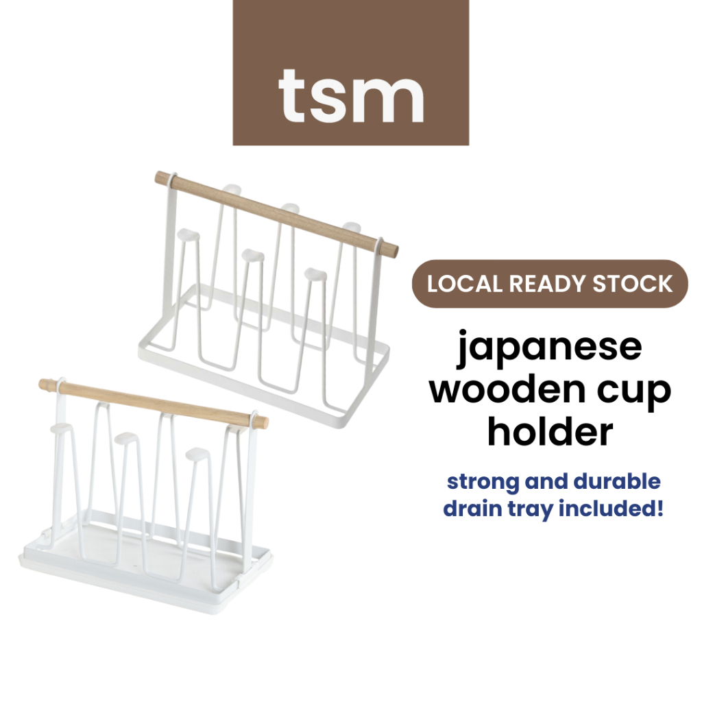 TSM Japanese Wooden Cup Holder | Portable Water Cup holder with Tray ...