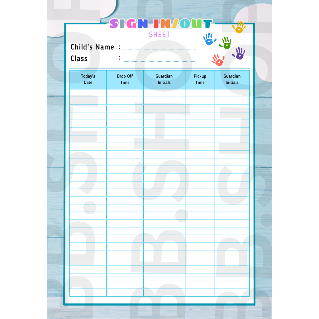 TEMPLATE Sign In / Sign Out Sheet Daycare Sign In Sheet, Minimalist ...