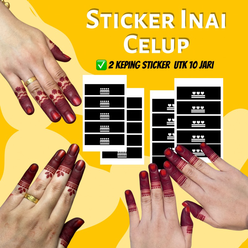 Sticker Inai Celup Finger capping sticker henna 🌼 | Shopee Malaysia