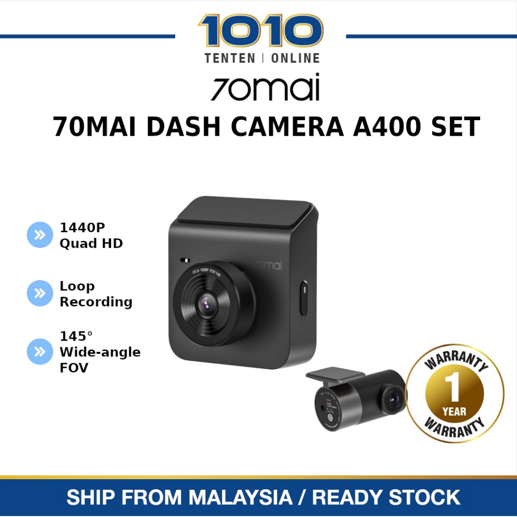 70mai A400 Car Recorder DashCam App Control Smart QHD 1440P Rear Cam ...