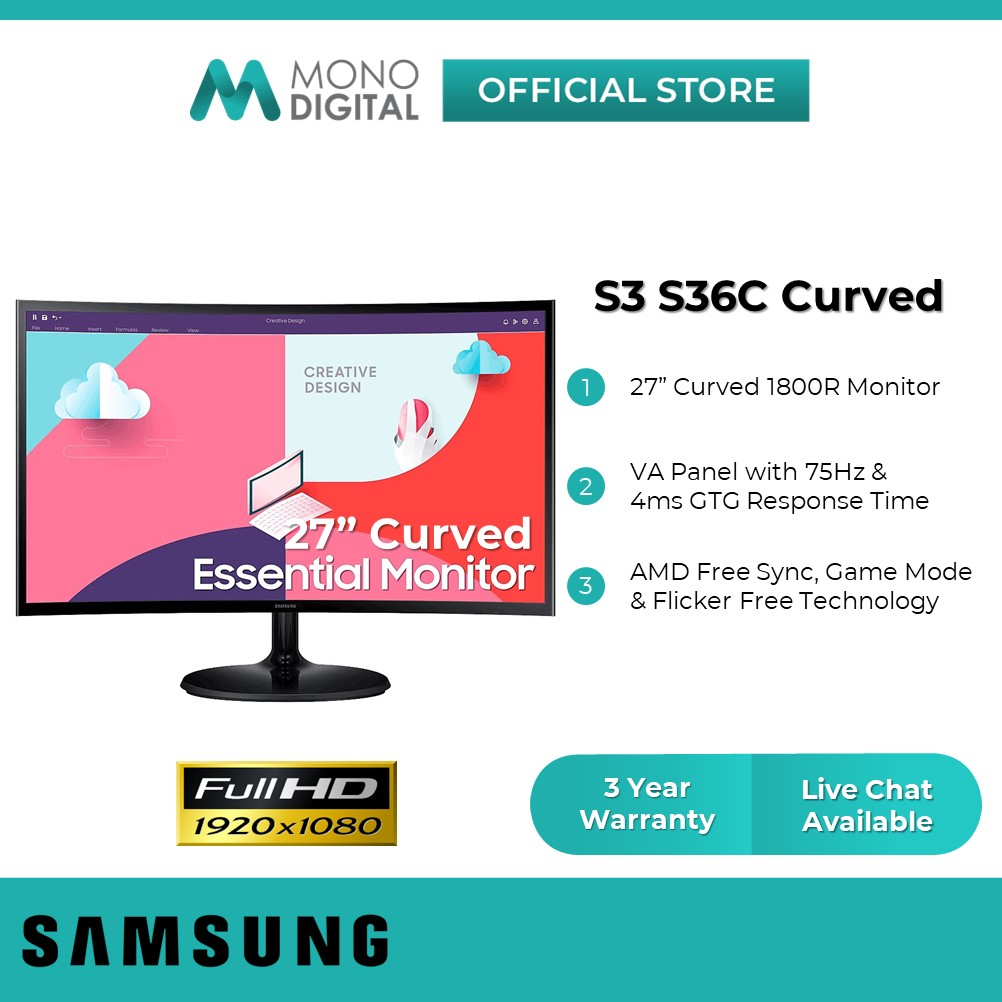 Samsung 24"/27" Essential Curved Monitor S3 S36C with FULL HD ...