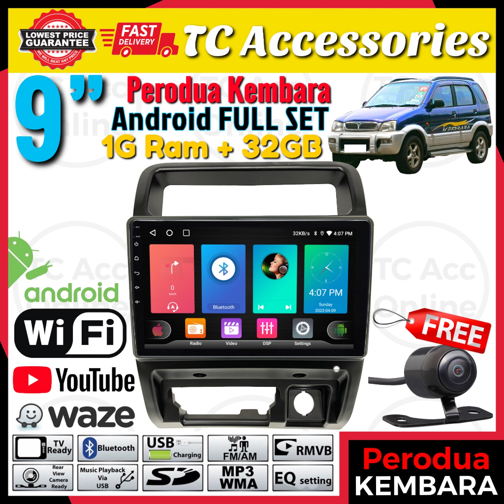 (Perodua Kembara) 9" Android 2-DIN Car Player IPS Screen 2GB/4GB Ram ...