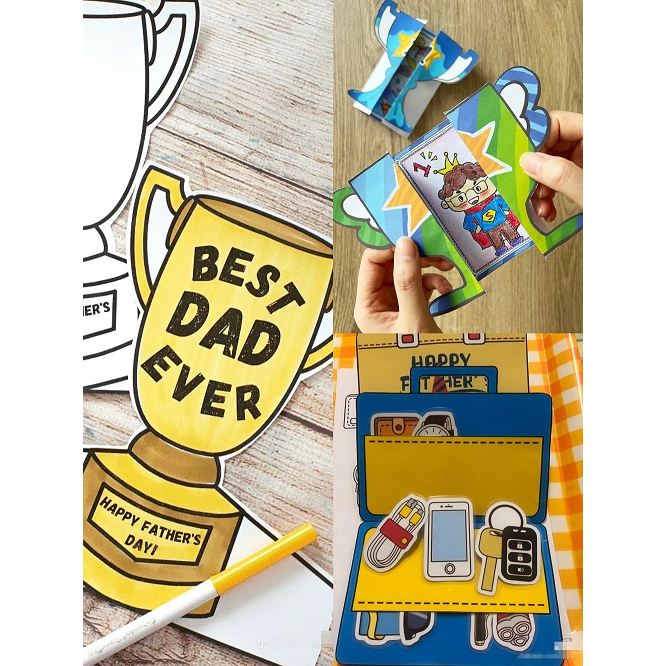 PDF] 030- Happy Father's Day DIY Trophy Bag Activity Printable ...