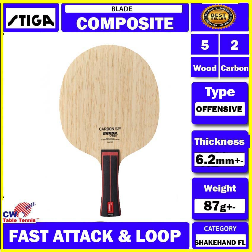 STIGA BLADE BANDA CARBO SF 5PLY WOOD +2PLY CARBON TABLE TENNIS BLADE ...