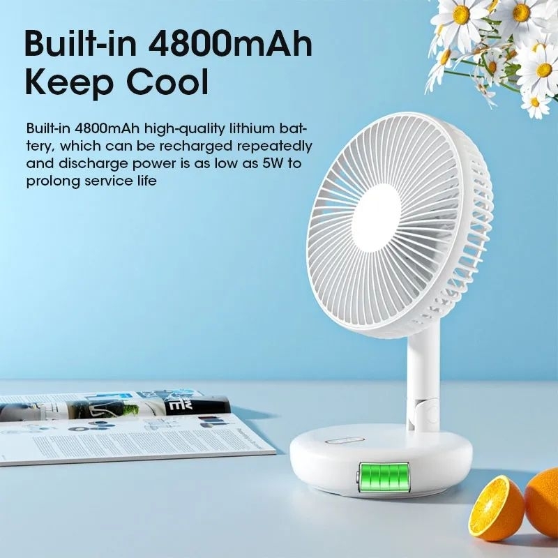 Ready Stock USB Portable Folding Fan With 4800Mah Capacity 3 Speed ...