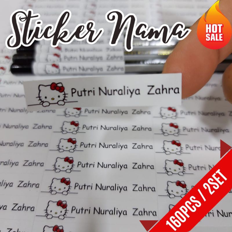 [CUSTOM NAME] 160pcs-2set Name Sticker Waterproof /Sticker Nama Kalis ...
