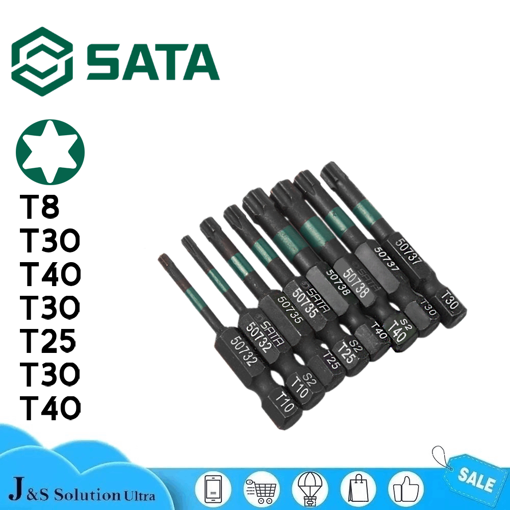 SATA 50mm x 1/4'' Hex Shank Torx Head Magnetic Impact Bit ( T8, T10 ...