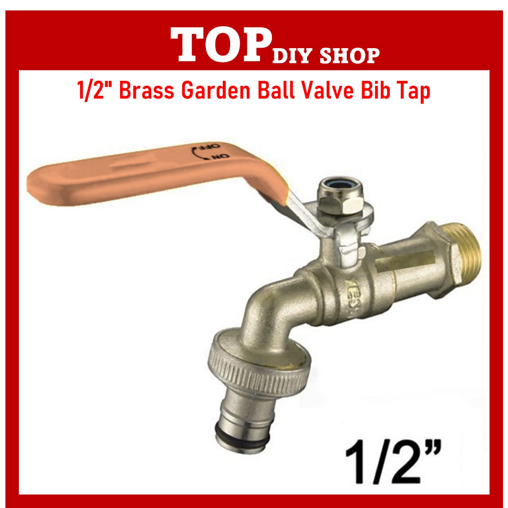 1/2" Brass Garden Ball Valve Bib Tap Wall Mounted Solid Brass Bibcock ...