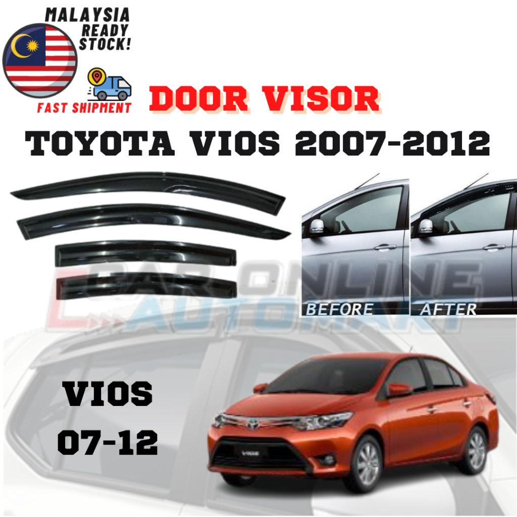 FOR ~ TOYOTA VIOS 2007-2012 DOOR VISOR MUGEN (4 PCS) | Shopee Malaysia