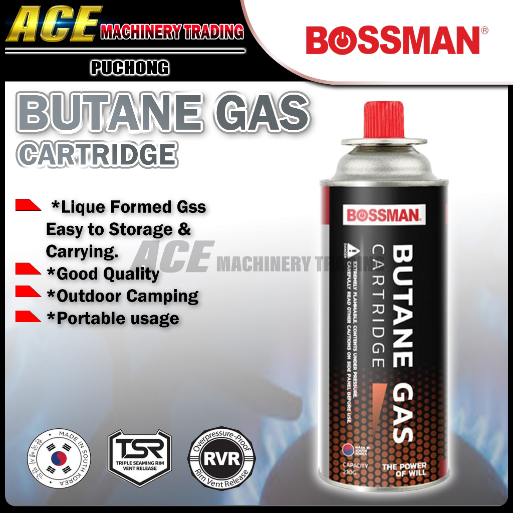 BOSSMAN Butane Gas Cartridge / Camping Gas (230g / BBG-230) | Shopee ...