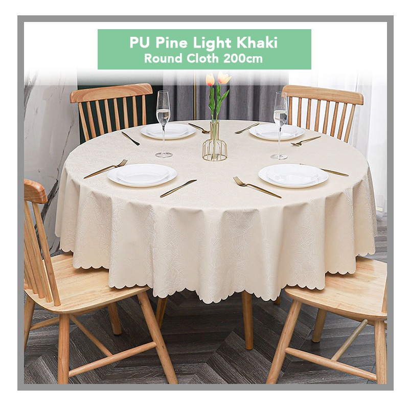 ALAS MEJA Waterproof Premium Round PU Table Cloth Cover Oilproof Alas ...