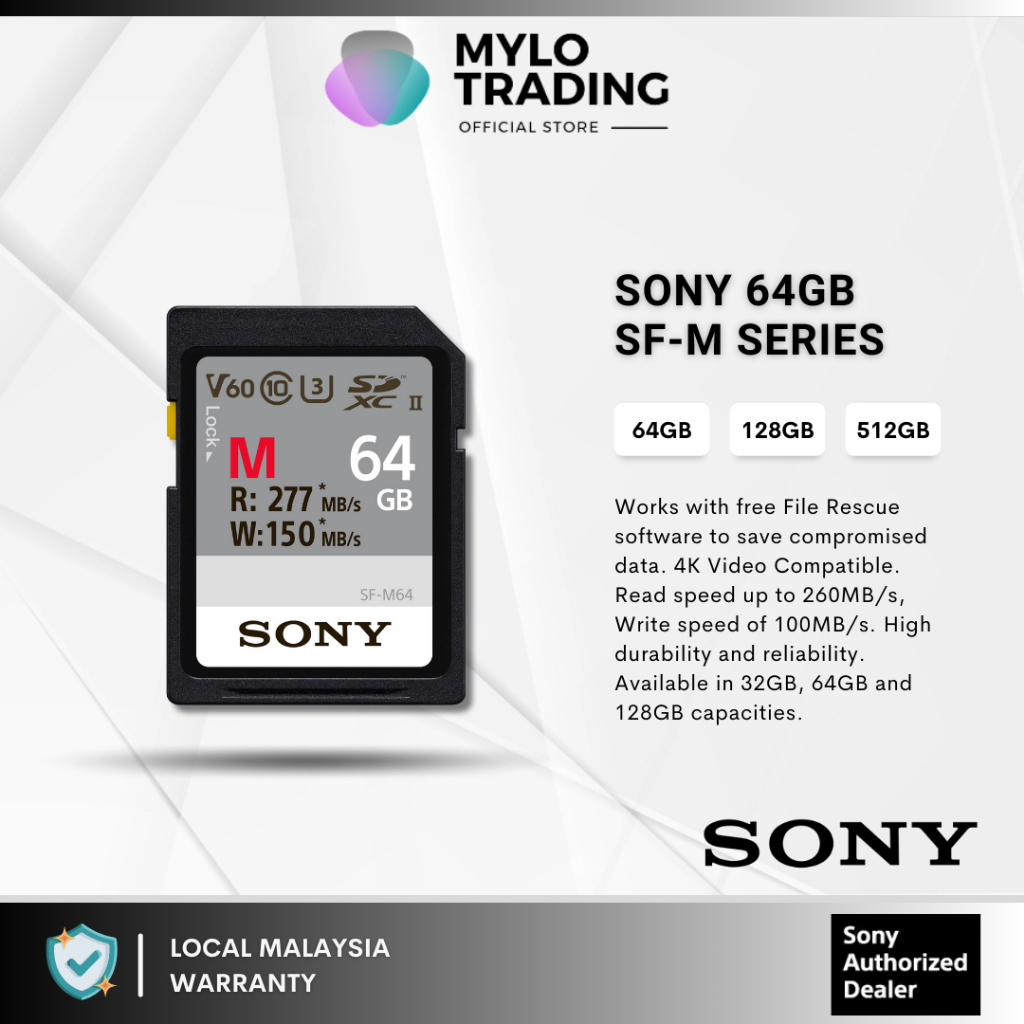 Sony 64GB & 128GB SF-M64/T2 UHS-II SDXC Memory Card Read 277 MB/s Write 150 MB/s | Shopee Malaysia