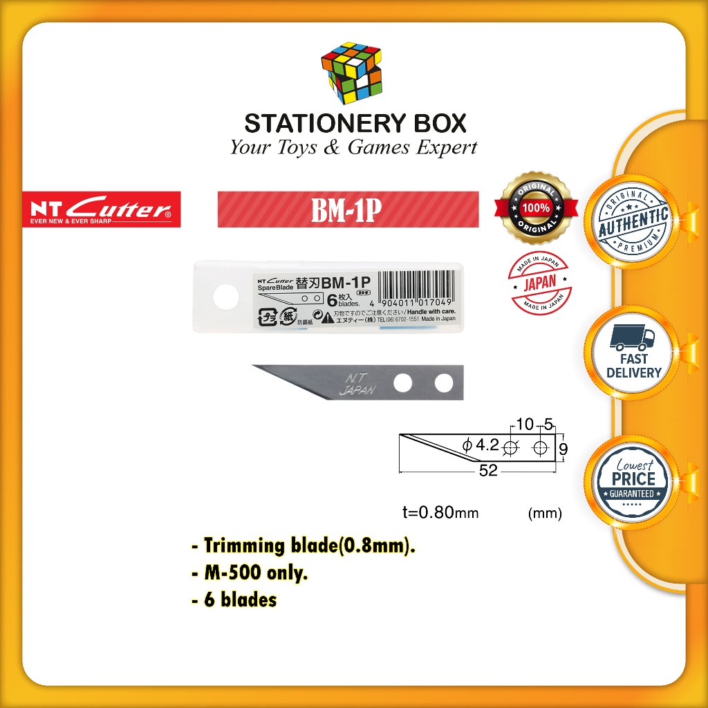 Bilah Pemotong NT - BM-1P (M1) - Pemangkasan bilah ganti / 6 bilah NT Cutter Blade - BM-1P (M1 ...