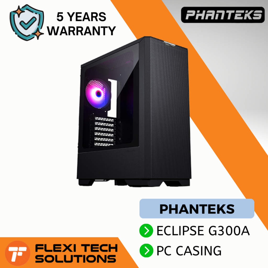 Flexi Tech PHANTEKS Eclipse G300A Mid Tower Case TG DRGB, Black PC ...