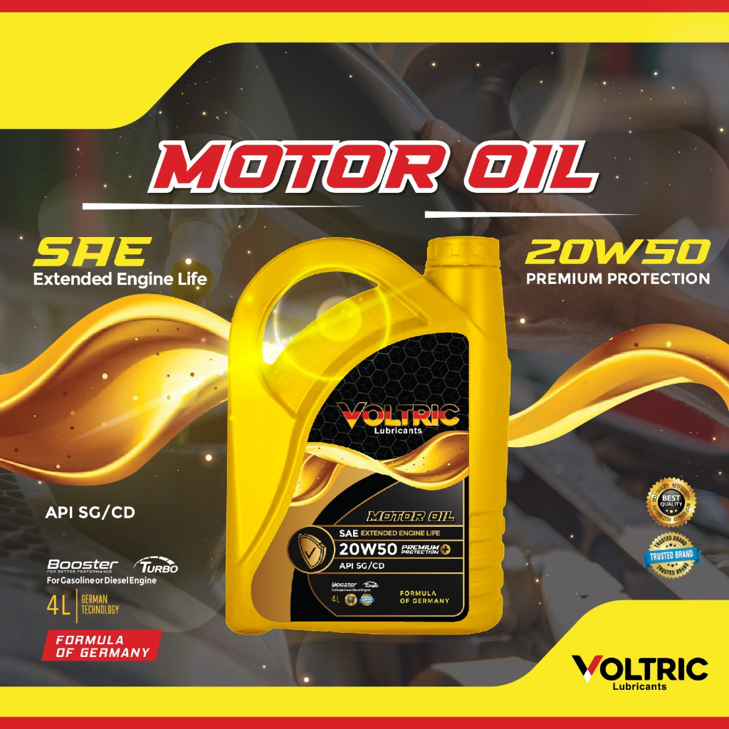VOLTRIC ENGINE OIL 20W50 4LITER Car Lubricant Minyak Hitam Enjin Kereta ...