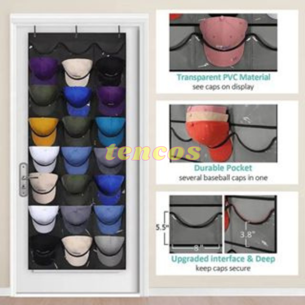15 & 24 HOLES (FREE 3 HANGER) Cap Storage Holder Cap Organizer Cap Rack ...