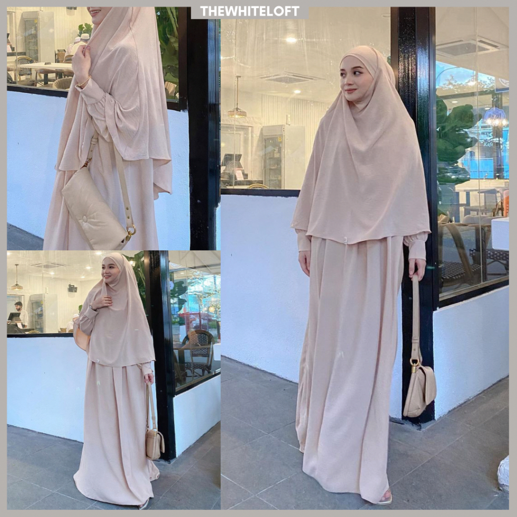 Readystock Jubah Qamra Haurabelle Free Khimar Set Umrah Dan Haji Ironless Pakaian Muslimah Jubah ...
