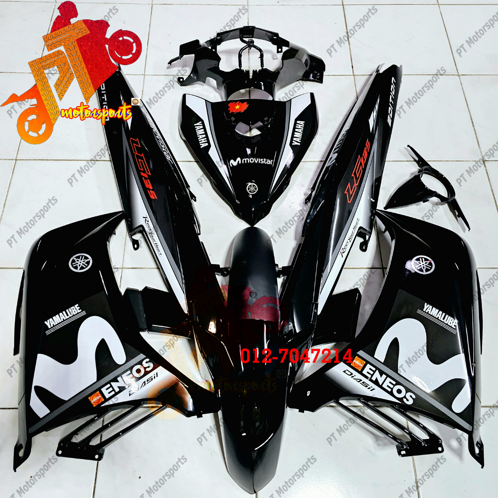 Yamaha LC 135 Cover Set Black Hitam Movistar M Putih Black Vietnam ...