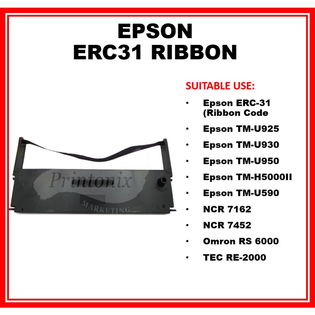 Epson ERC31 ERC-31 ERC 31 Ribbon (N966PE) Epson ERC-31 TM-U925 TM-U930 TM-U950 TM-H5000II TM ...
