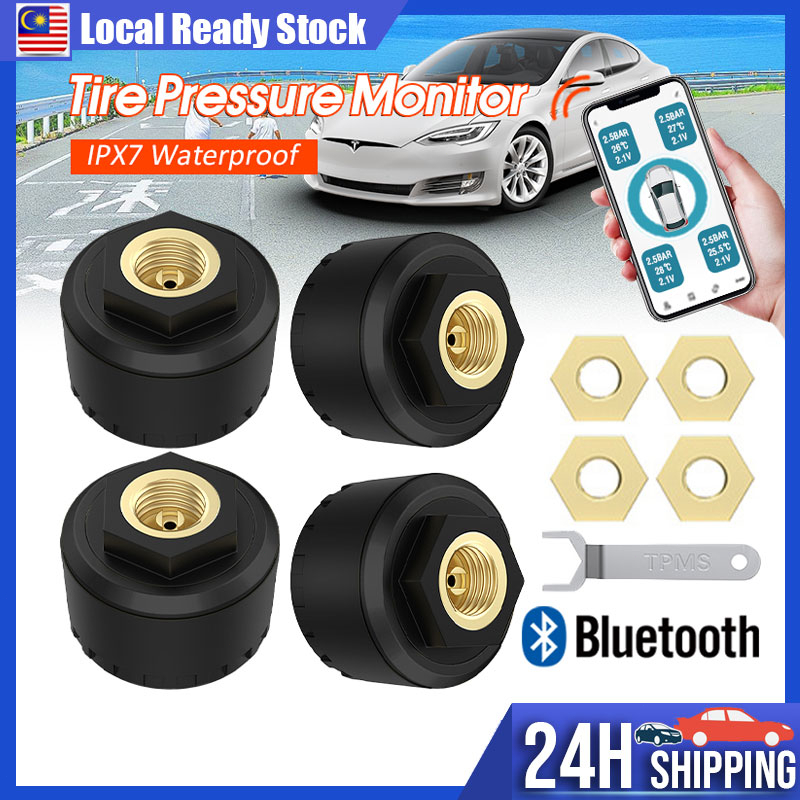 TPMS Bluetooth Tyre Pressure Monitor Motorcycle Car Wireless Tyre Pressure System Phone APP ...