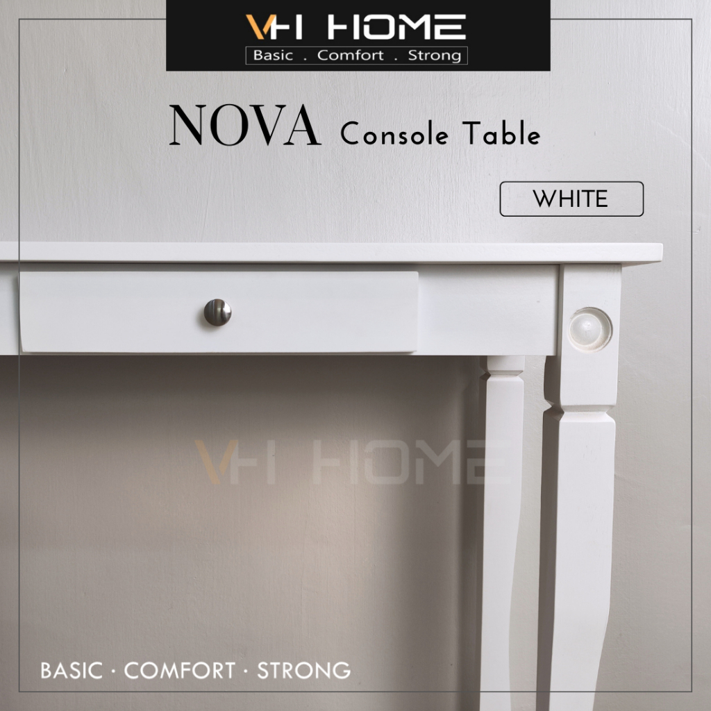 VH NOVA CONSOLE TABLE 4ft Console Meja Study Desk Meja Berlajar/2 Drawer/2 Laci/Solid Wood + MDF ...