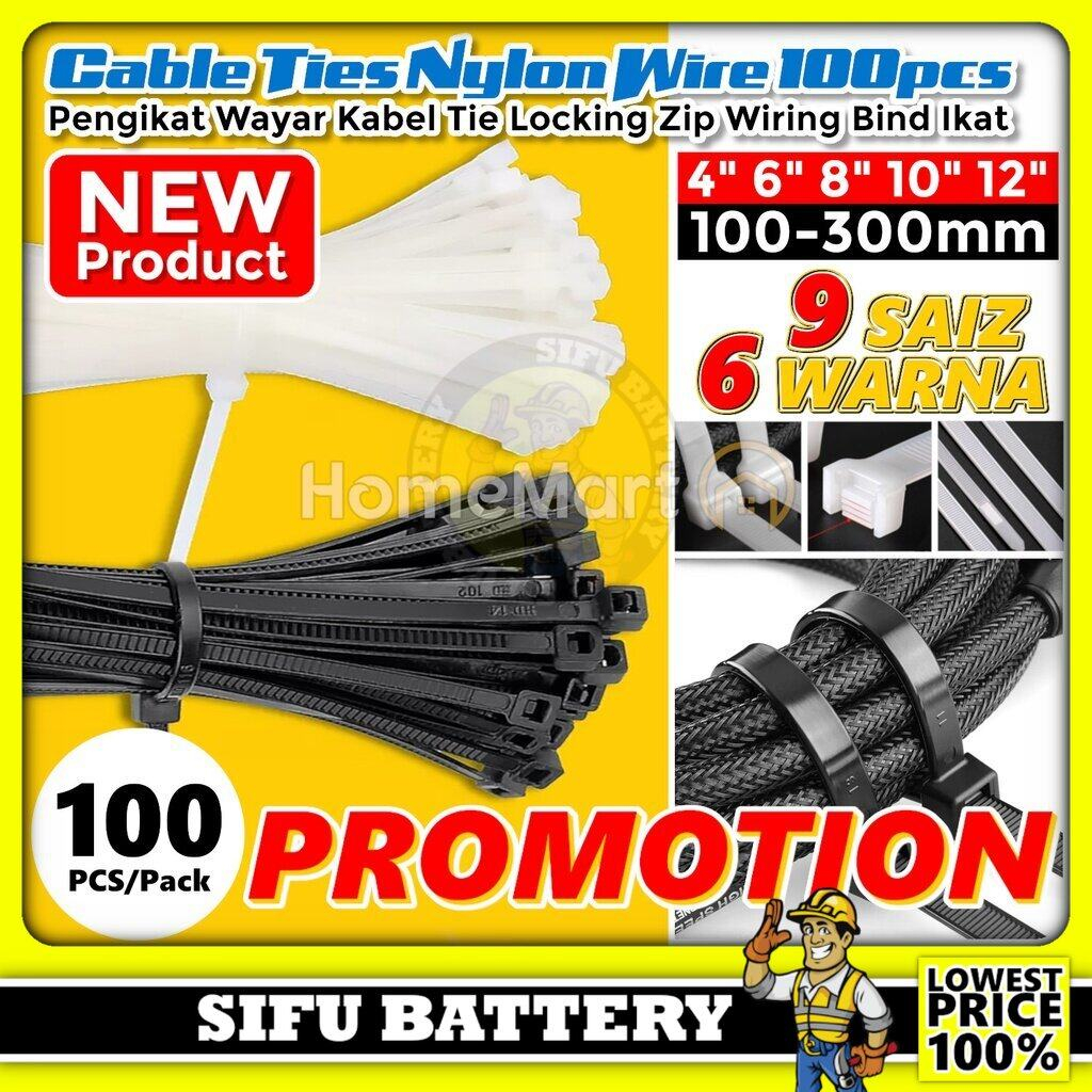 Cable Ties Nylon Wire 4" 6" 8" 10" 12" Pengikat Wayar Kabel Tie Locking ...