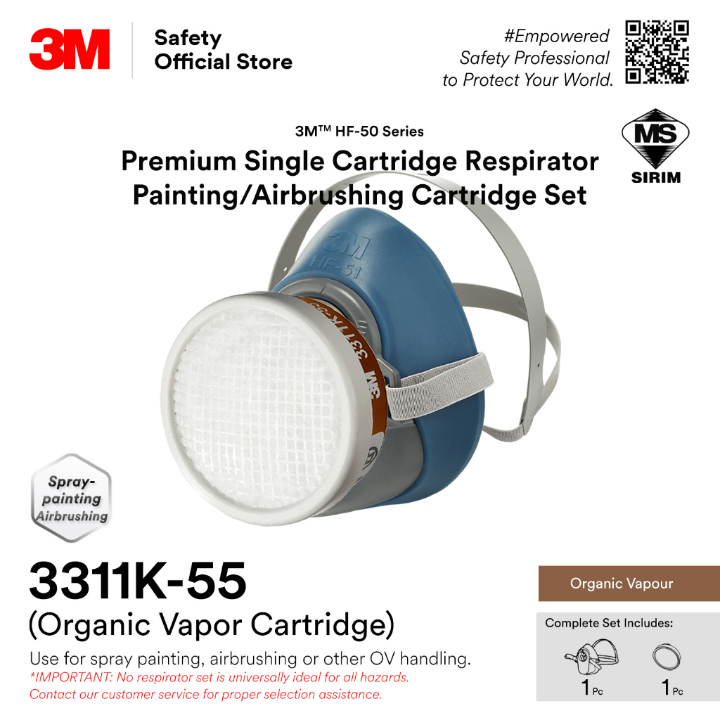 3M™ HF-50 Series Respirator (HF-51 or HF-52) + 3311K-55 Set Organic ...