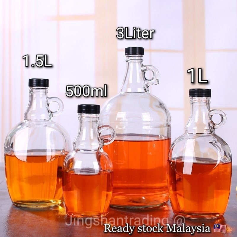 [金] Glass bottle /Kombucha bottle/honey bottle/wine bottle/botol kaca/madu botol/酒瓶[ 500ml/1L/2L ...