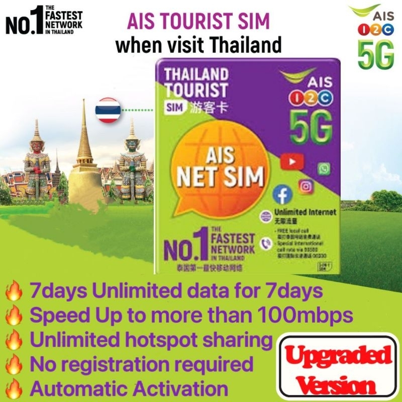 (Speed Up To 100mbps)Thailand Ais/Dtac/True Move 7days Unlimited No Cap Data Travel Sim Card ...