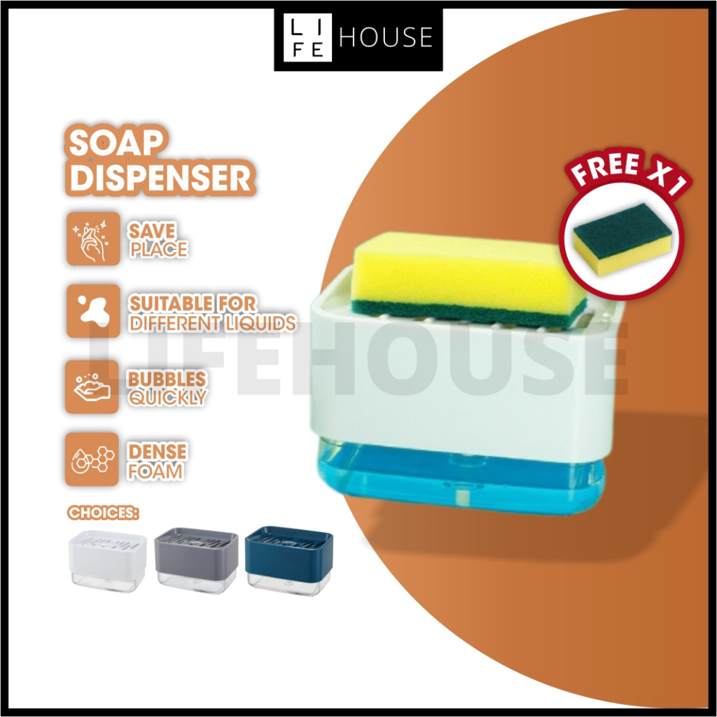 [FREE SPONGE] Upgraded Dish Soap Dispenser Dish Wash Dispenser 2 in 1 ...