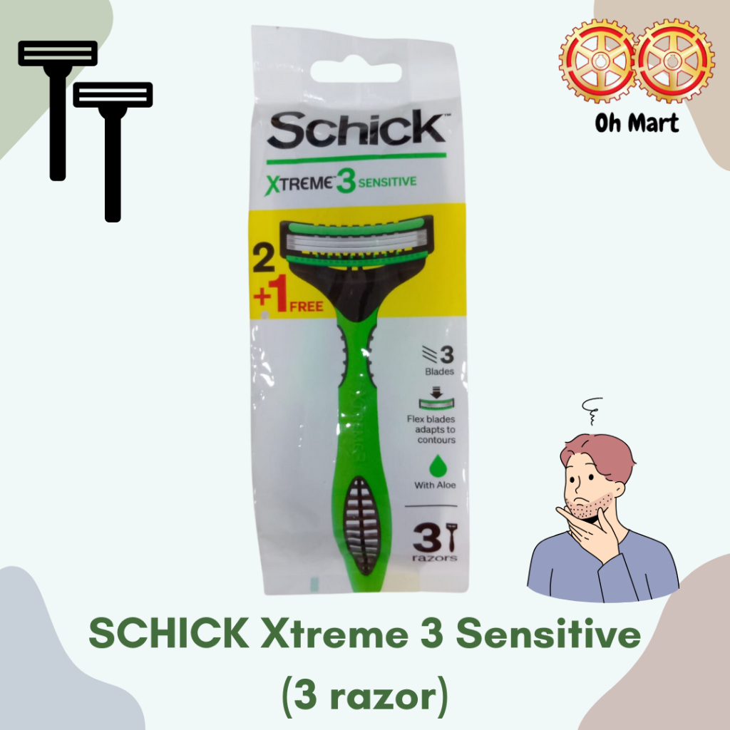 Schick Xtreme 3 Sensitive 3 Disposable Razors With Aloe | Shopee Malaysia