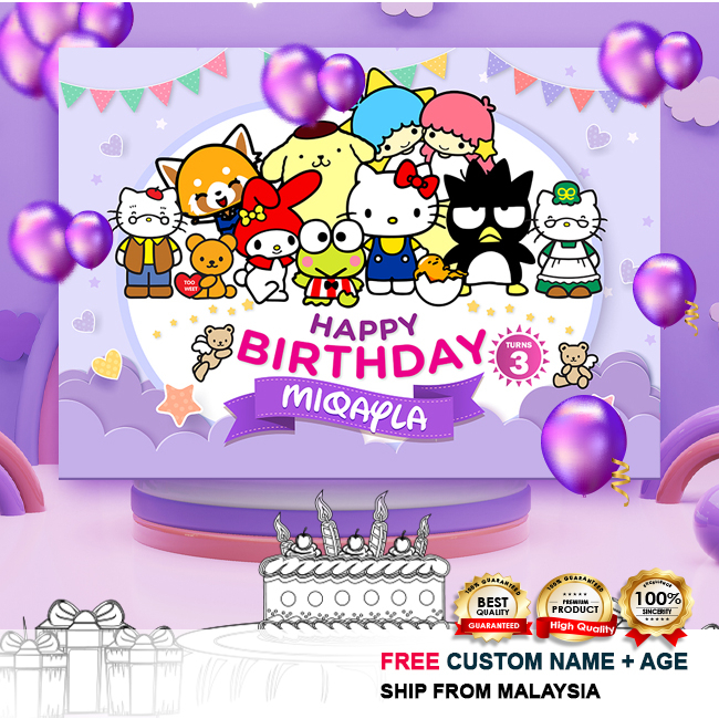 Banner Hari Jadi / Banner Hiasan / Birthday - Hello Kitty / Sanrio ...