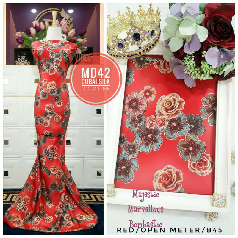 KAIN PASANG DUBAI SILK GOLD LINE BIDANG 45 KAIN ELA ROYAL ITALIAN SATIN ...