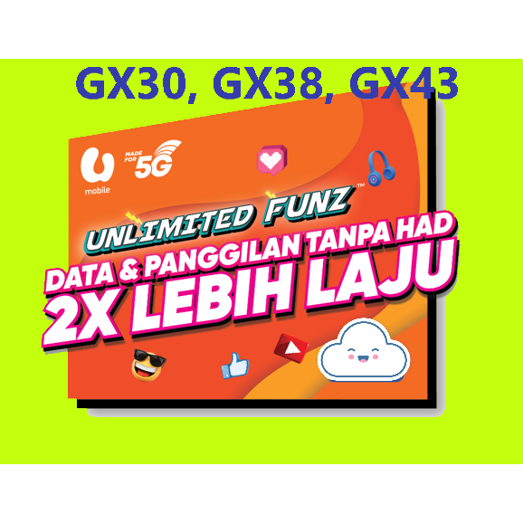 Umobile Unlimited Funz Simcard 🔥🔥 🚀🚀 GX30 GX38 GX43 | Shopee Malaysia