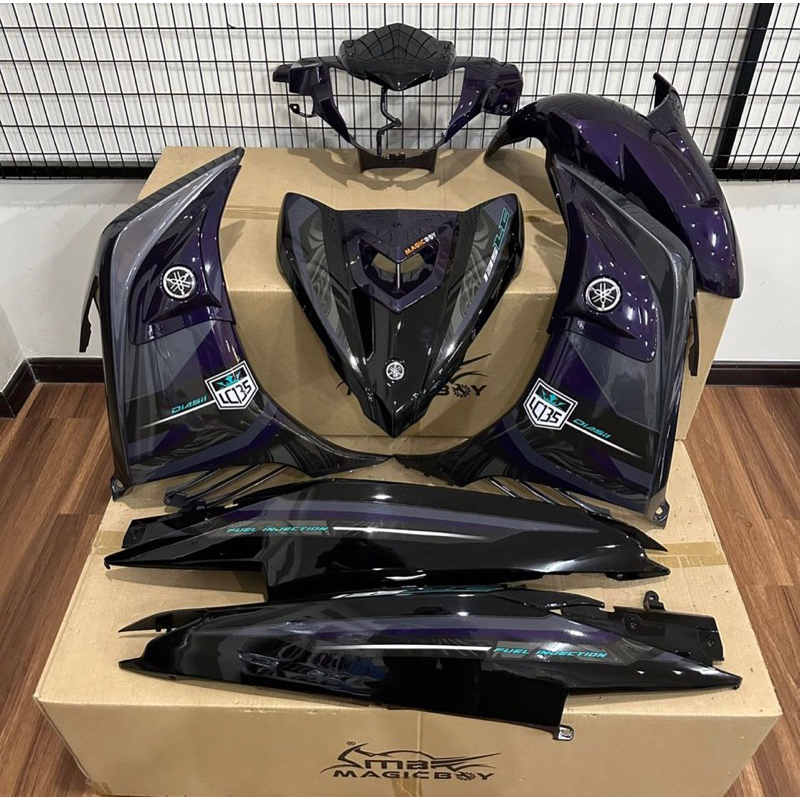 Body Cover Set +Strip Black Purple LC135 V4-V7 Magic Boy | Shopee Malaysia