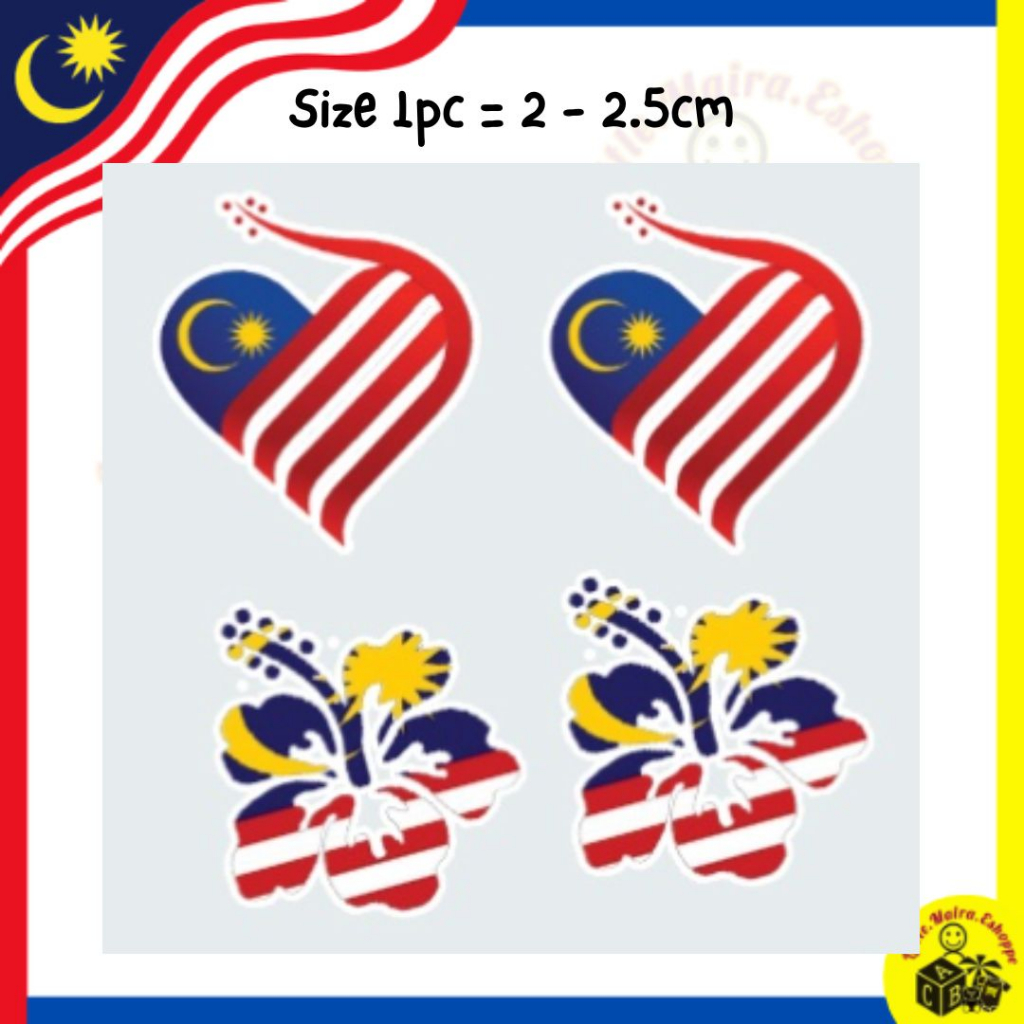 MERDEKA Sticker Temporary Tattoo Face Malaysia Flag Tatu Sementara ...