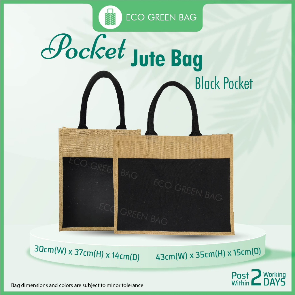 Jute Bag Large with Colour Pocket A3 Beg Jute Besar dengan Pocket Warna ...