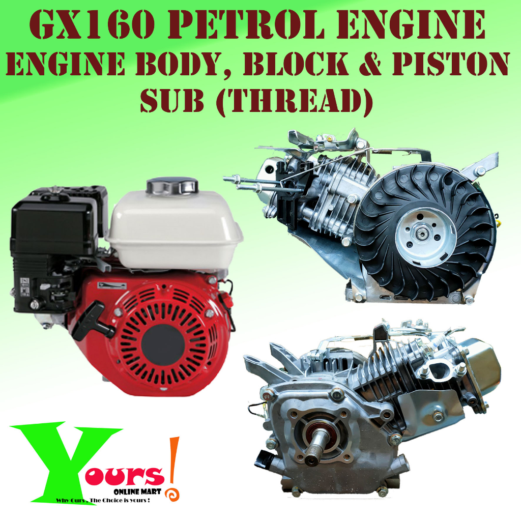 GX160 PETROL ENGINE SPARE PARTS - ENGINE BODY, BLOCK & PISTON SET ...