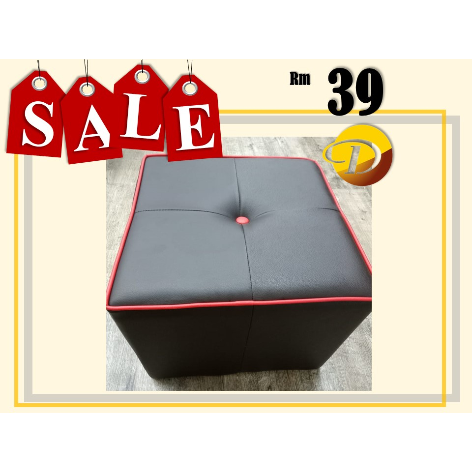 Ready Stock Dark Brown PVC With Red Piping Stool [PVC + RED PIPING ...