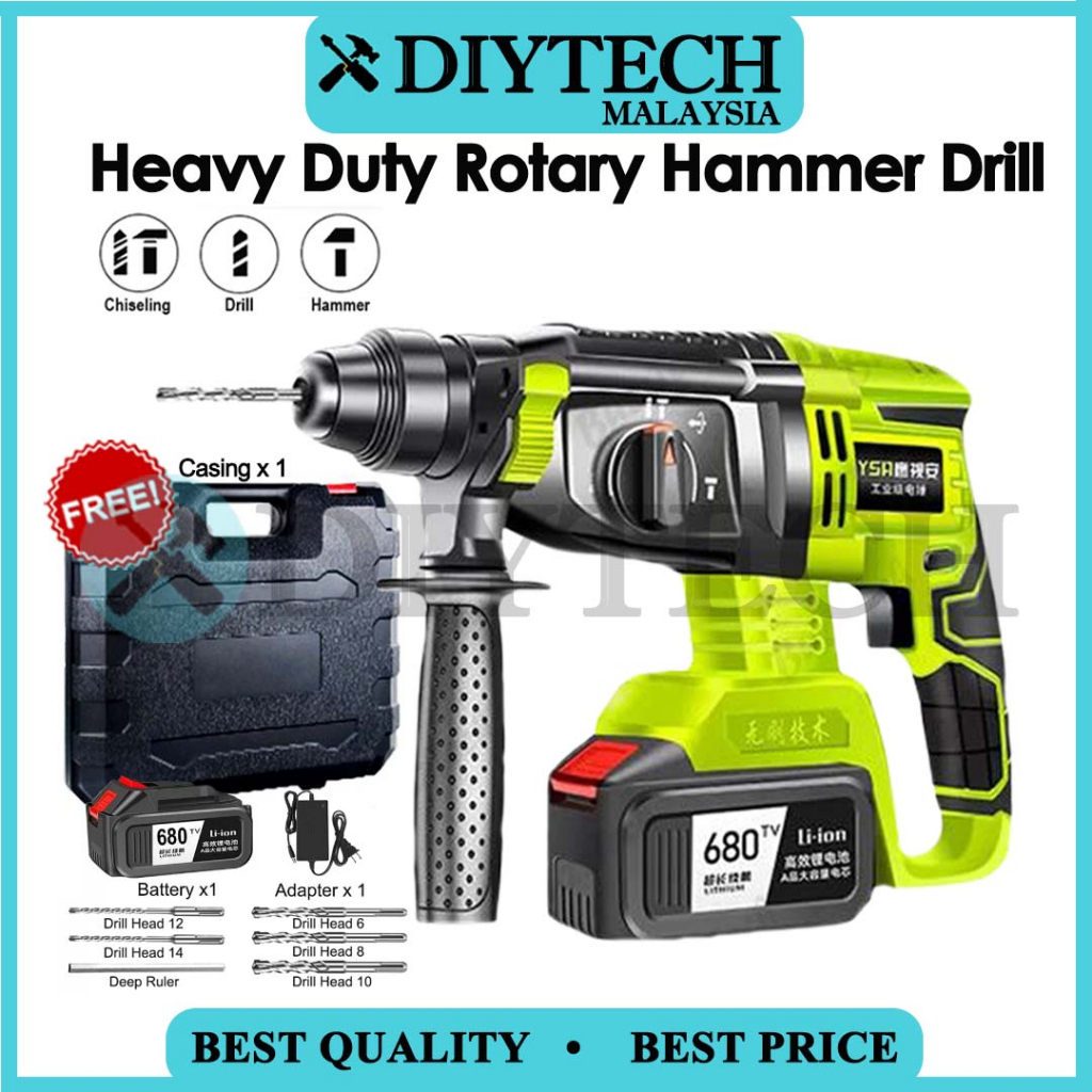 DIYTECH Multifunction Wall Hammer Drill Heavy Duty Drill Wall Hacking ...